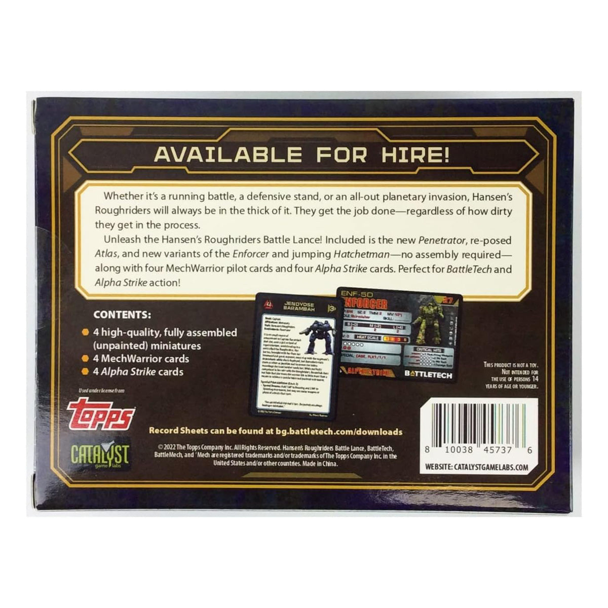 Battletech Hansen's Roughriders Battle Lance – Gameology product