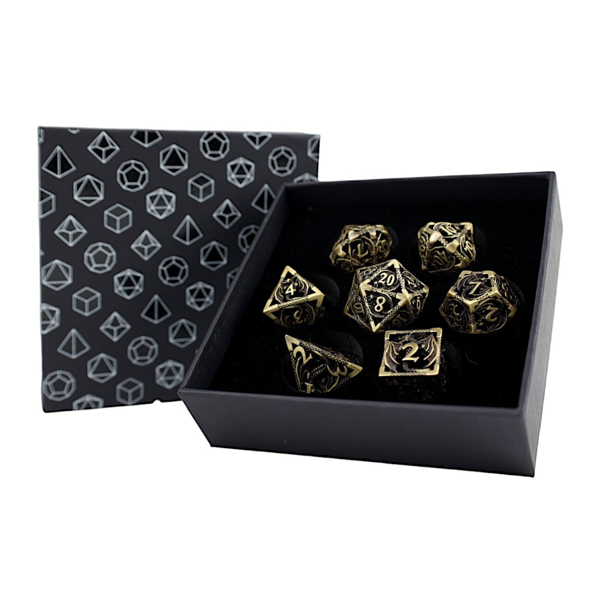 LPG Dice RPG Set Hollow Dragon - Tarnished Gold – Gameology