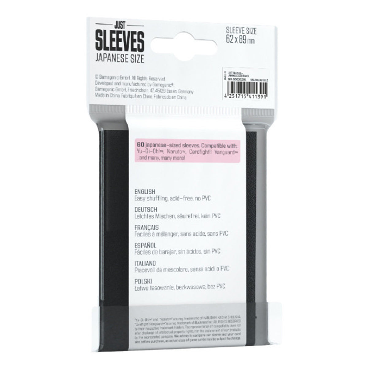 Gamegenic Just Sleeves Japanese Size Black – Gameology product
