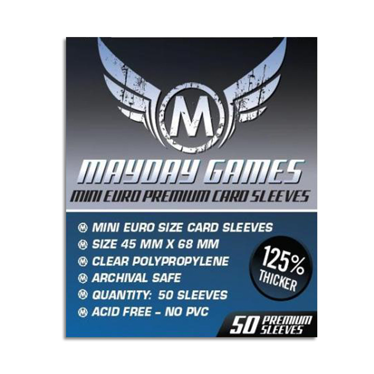 Mayday Premium Mini Euro Card Sleeves Pack of 50 45 X 68 MM – Gameology