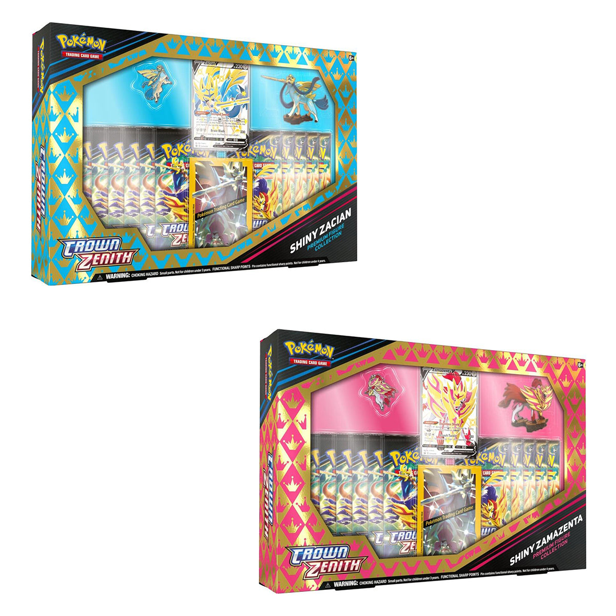 POKEMON TCG Crown Zenith Shiny Zacian and Shiny Zamazenta Figure Boxes ...
