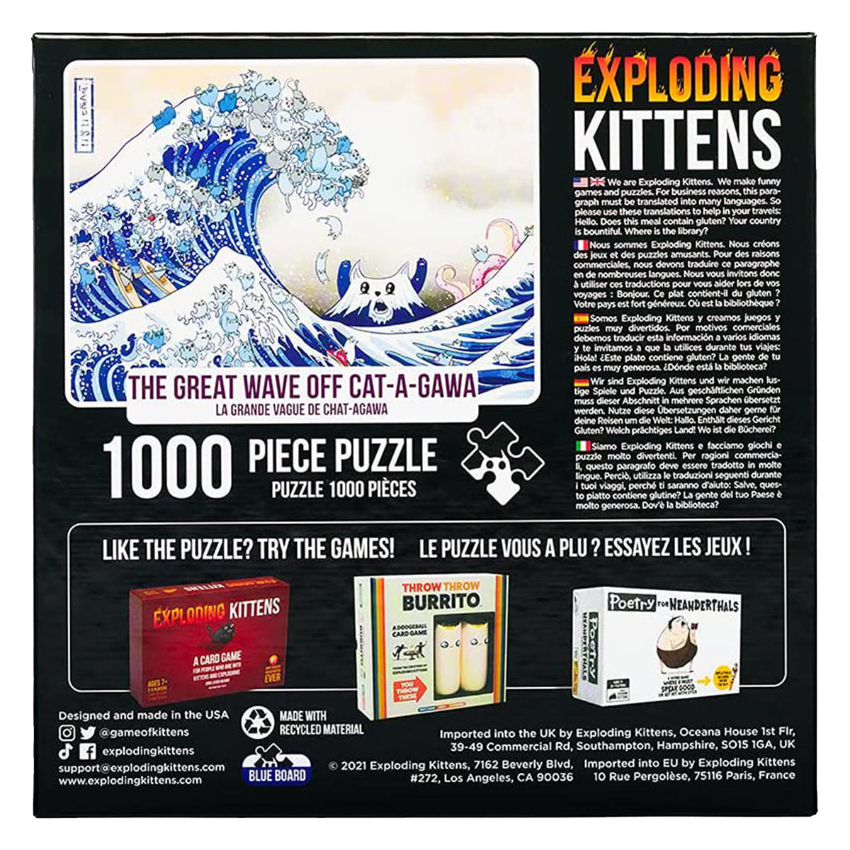 Exploding Kittens Puzzle The Great Wave Off Cat-A-Gawa 1,000 pieces ...